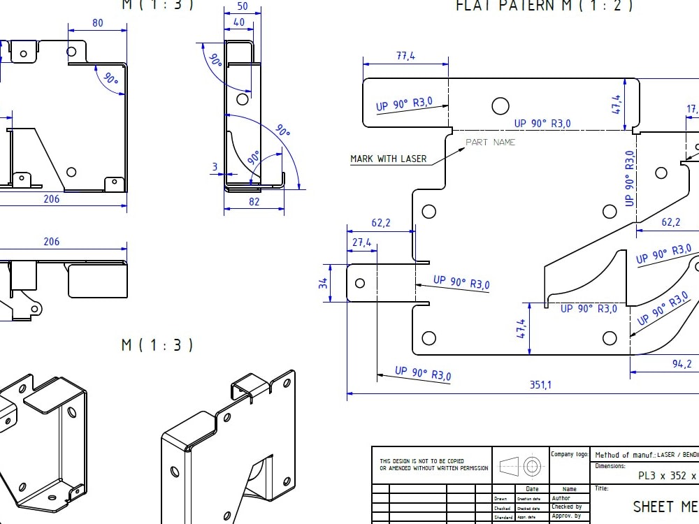 Any sheet metal design dxf 3d model | Upwork