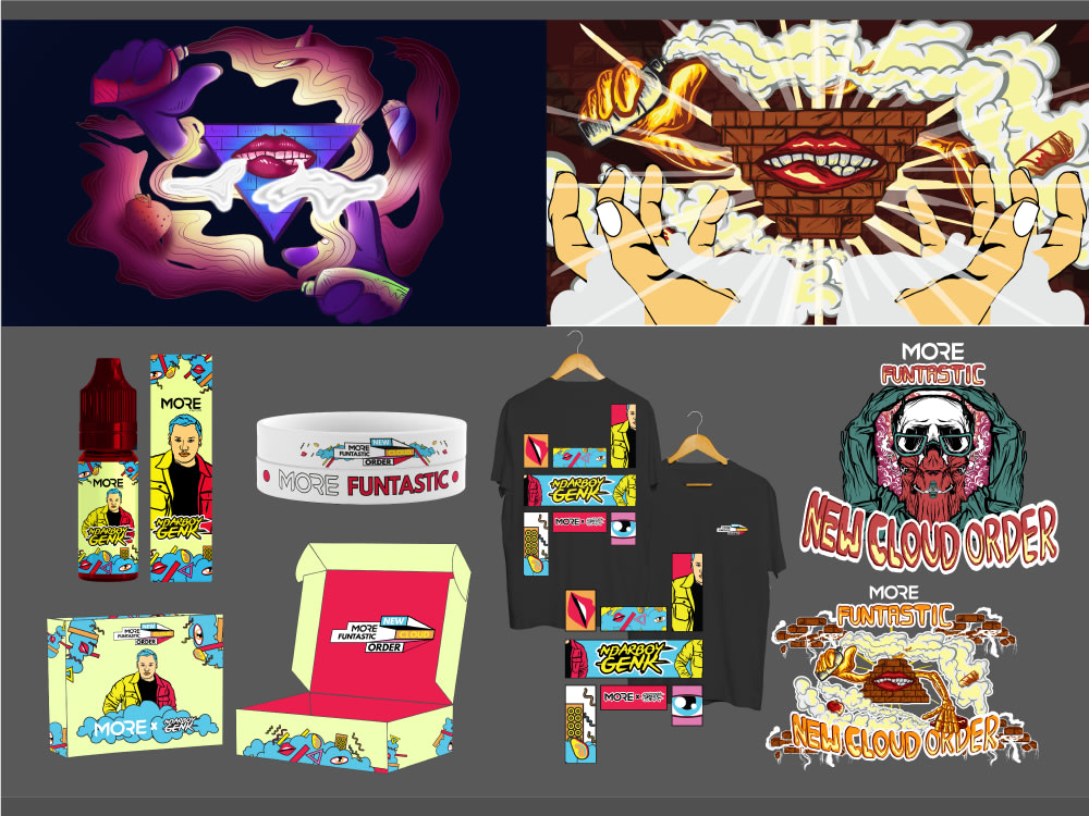 A vektor illustrations for merchandise with mockups | Upwork