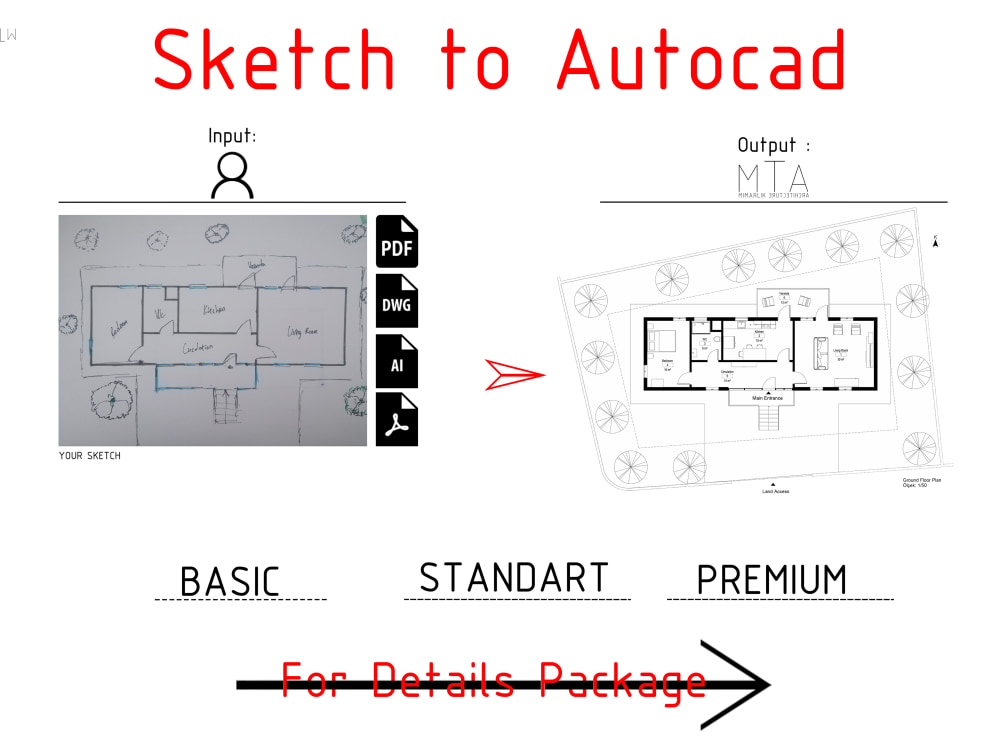 Autocad 2D drawing from your sketch | Upwork