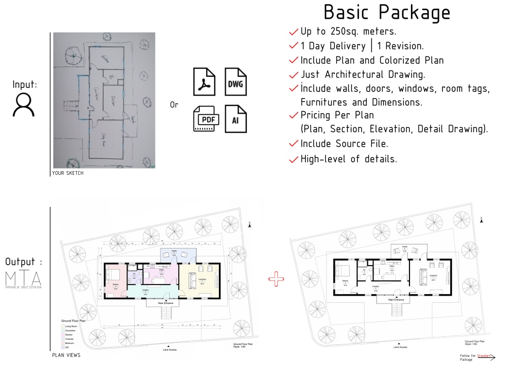 Autocad 2D drawing from your sketch | Upwork