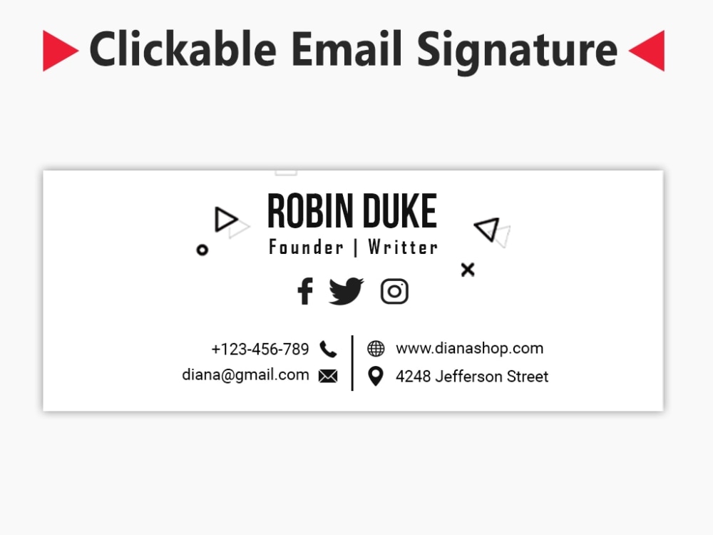 A Clickable HTML Email Signature Design + Free Installation | Upwork