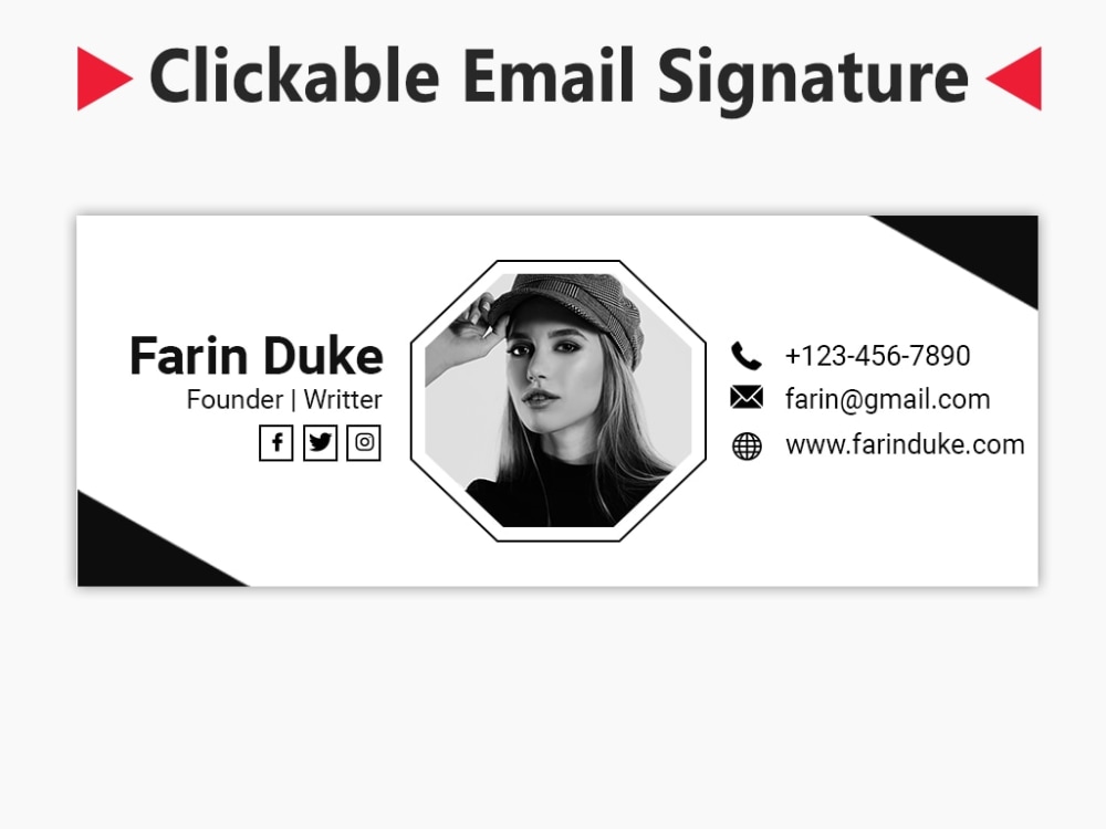 A Clickable HTML Email Signature Design + Free Installation | Upwork