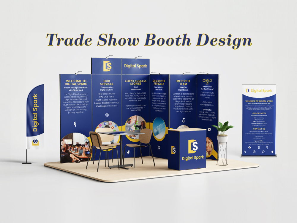 Trade show booth, backdrop, roll up banner or flag for your exhibition | Upwork