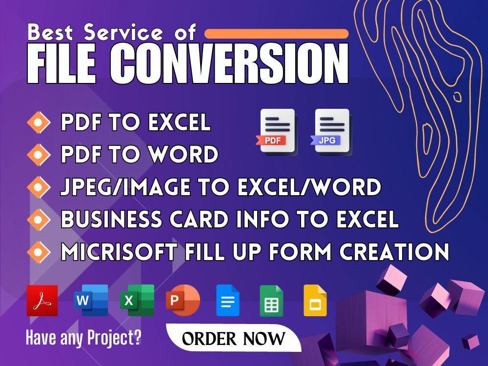 PDF/scan file to Word, Excel, PP conversion service & fillable form ...
