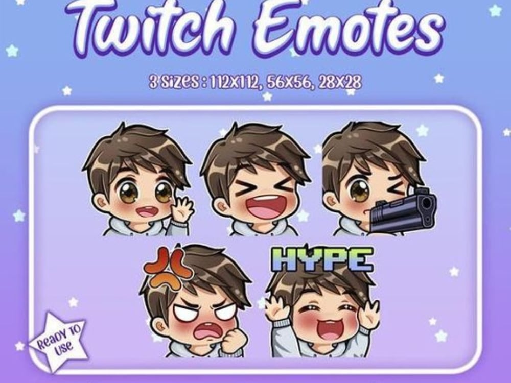 An amazing cute chibi twitch emotes and badges for streamers vtubers ...