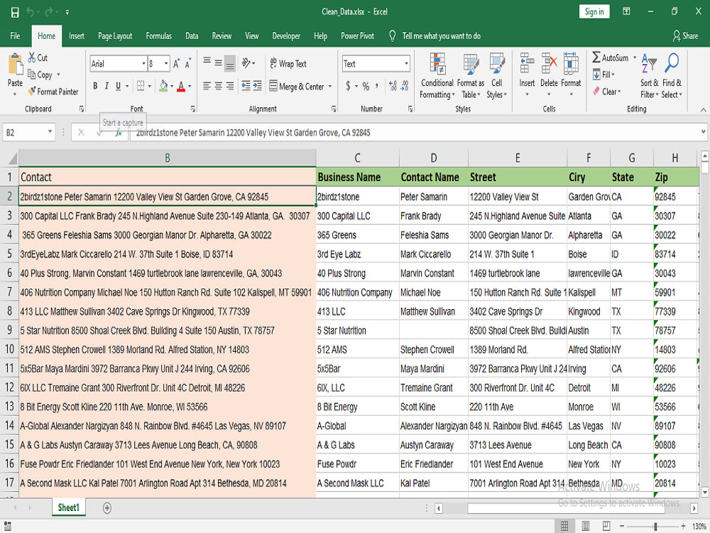 A cleaned excel/google sheet contact database | Upwork
