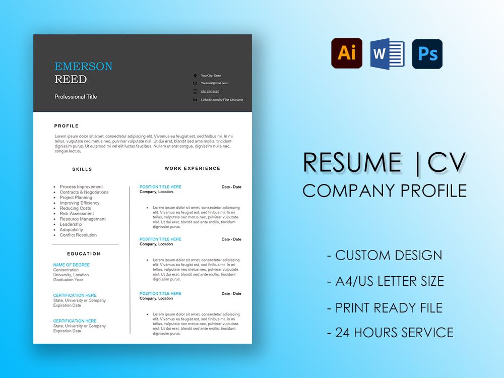 Professional CV, Resume, Cover letter design | Upwork
