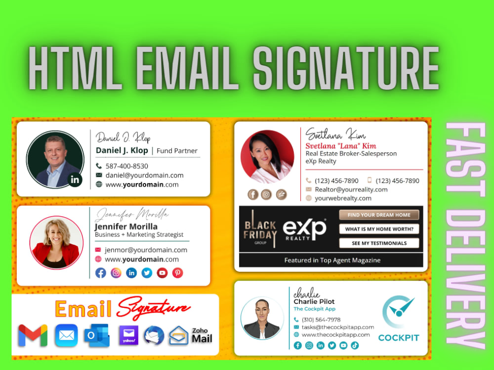Professional Clickable & Responsive HTML Email Signature in 12 hour | Upwork