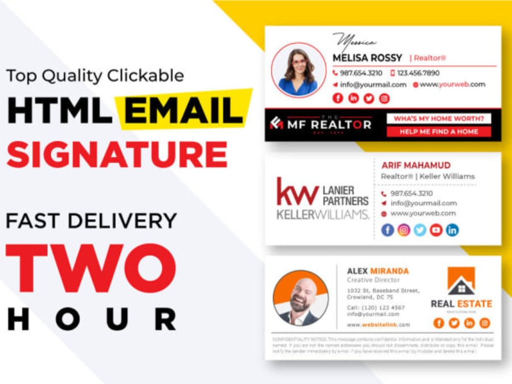 Clickable HTML email signature and animated email signature | Upwork
