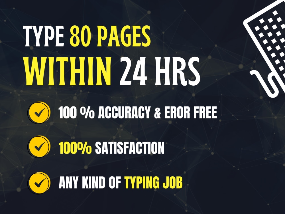 Extra fast accurate typing job,data entry 101 words in 24hrs | Upwork