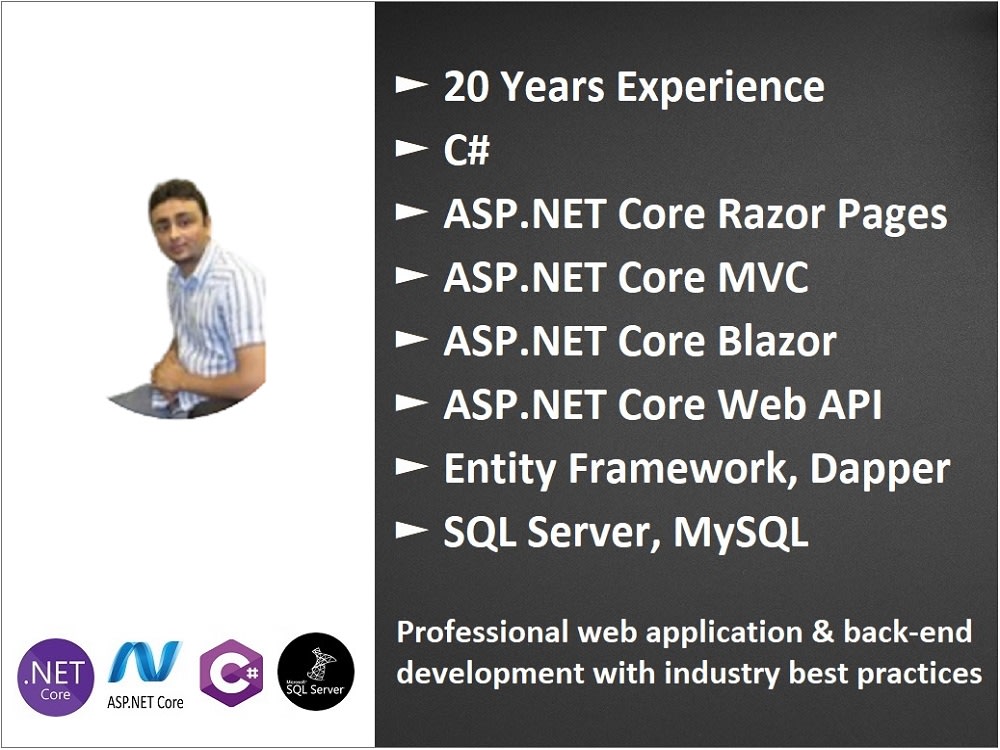 Asp Core App Development Using Mvc Razor Pages Blazor Web Api Mssql Upwork