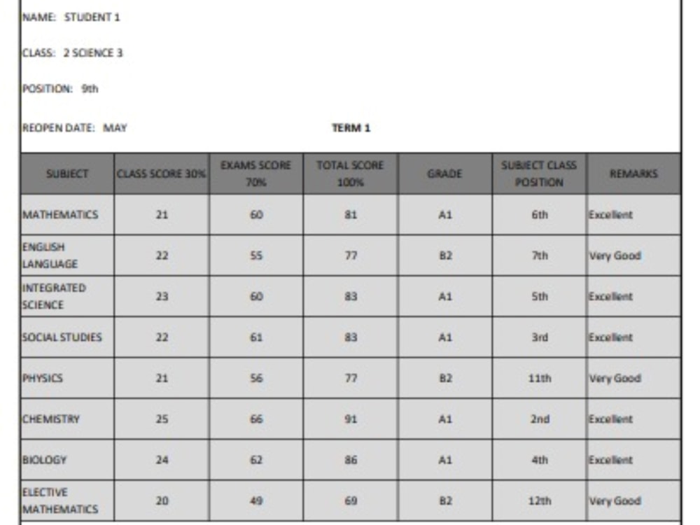 A simple and attractive student report for your class | Upwork