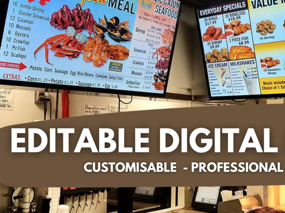 A logo design, digital Menu screen, Traditional menu, Restaurant Ad ...