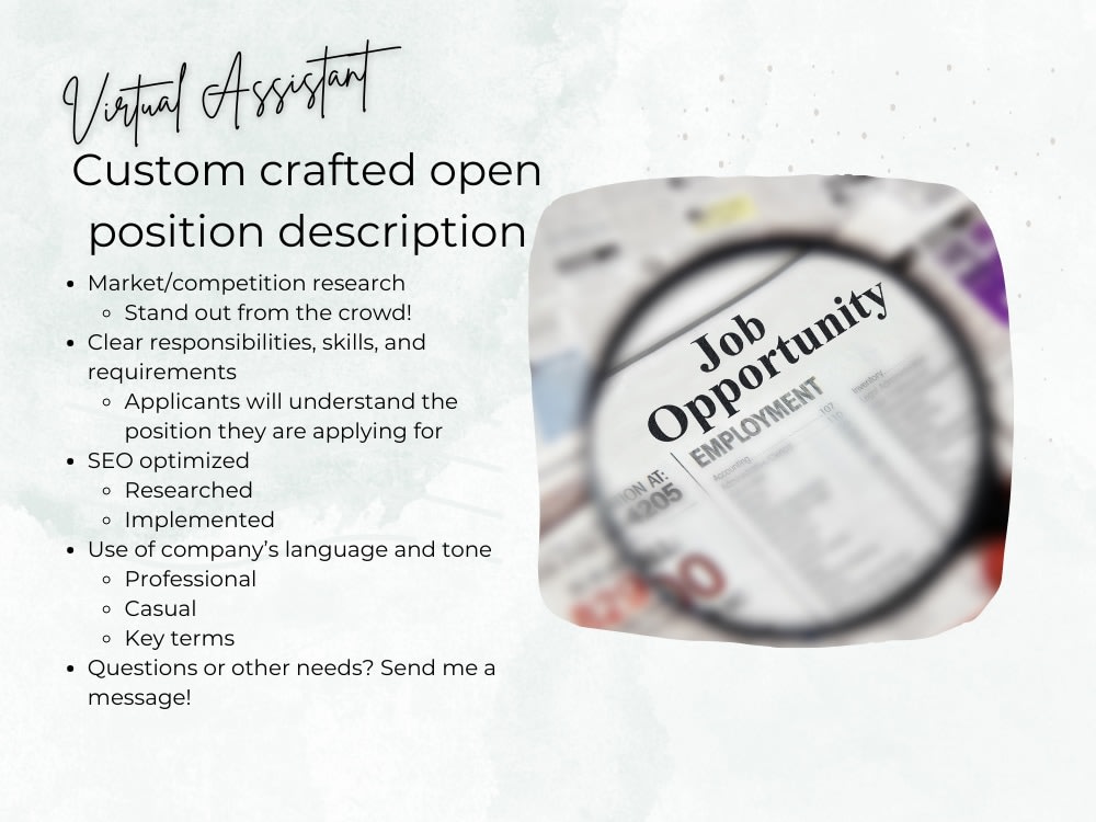 An effective and customized written job/position listing | Upwork