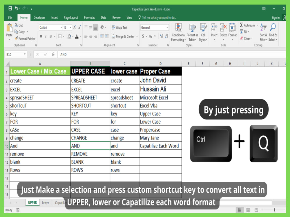 Excel spreadsheet shortcut keys for case change and remove blank rows | Upwork