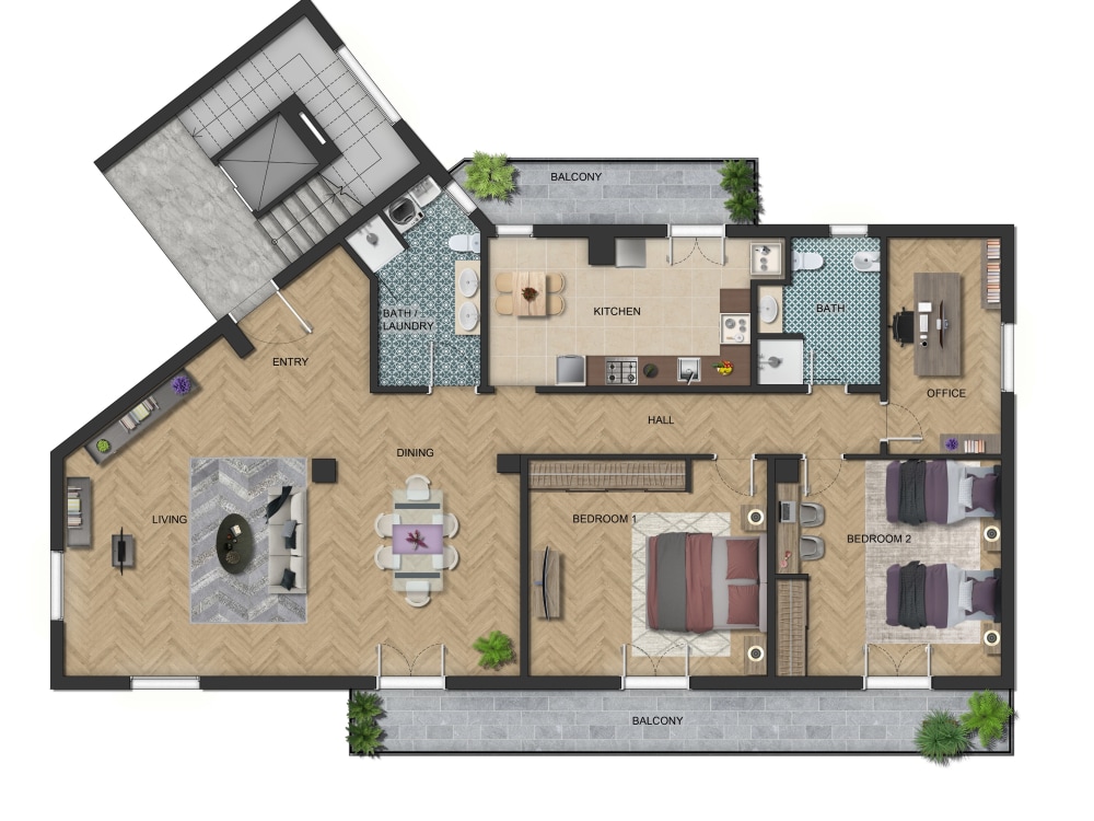 2d floor plan render | Upwork