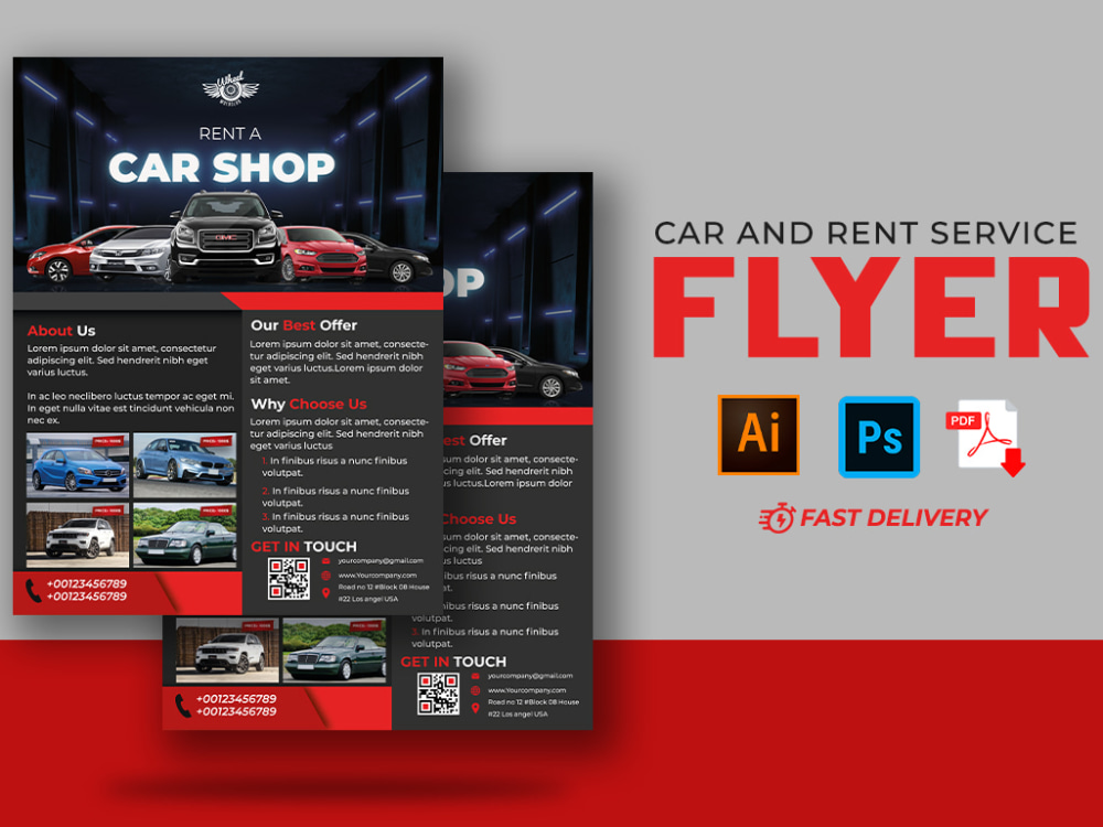 Urgent flyer, shell sheet, rent service, booklet design | Upwork