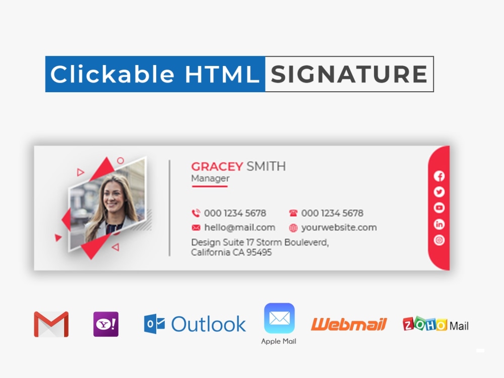 Html email signature for Outlook/Gmail/Apple Mail and other mail ...