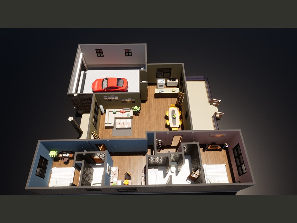 A Realistic 3D Floor Plan Design | Upwork