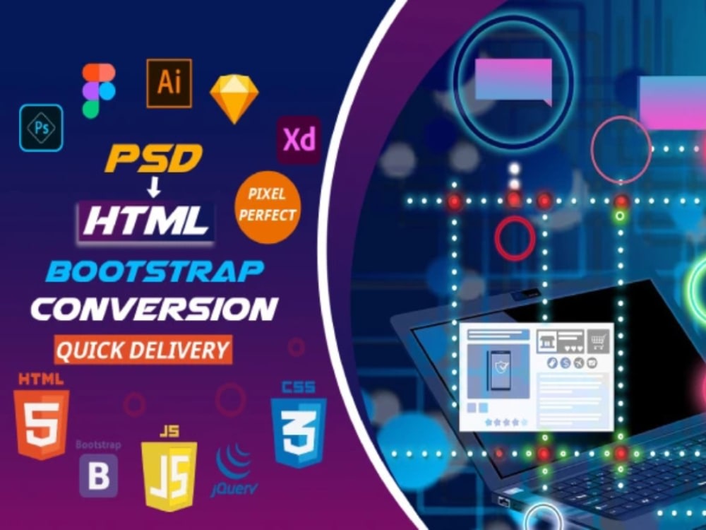 Convert XD, Figma, PSD and Sketch to HTML/CSS responsive design | Upwork