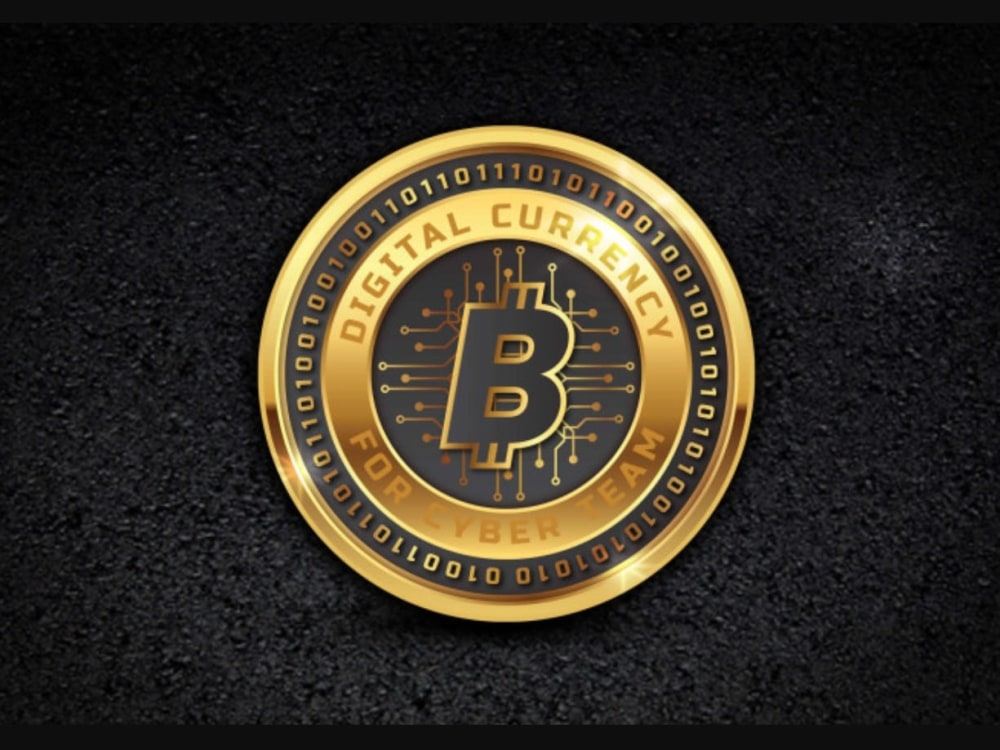 Cryptocurrency bitcoin token 3d gold silver coin blockchain badge logo ...