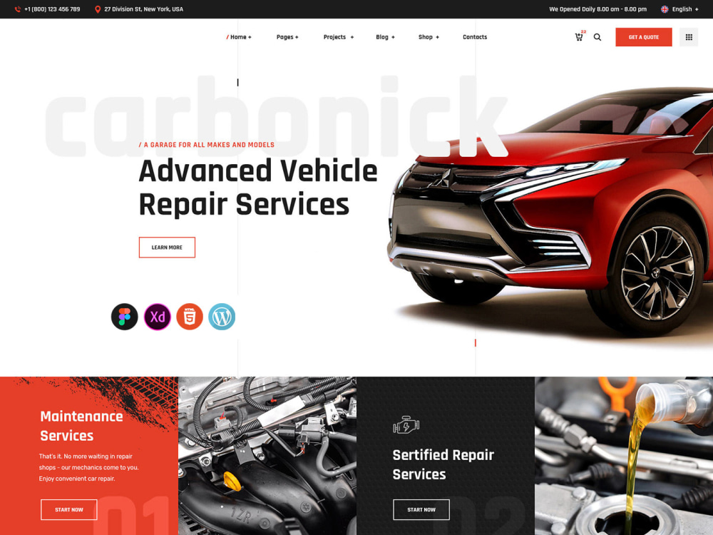 Responsive auto repair/automobile website design In Figma, Xd or ...