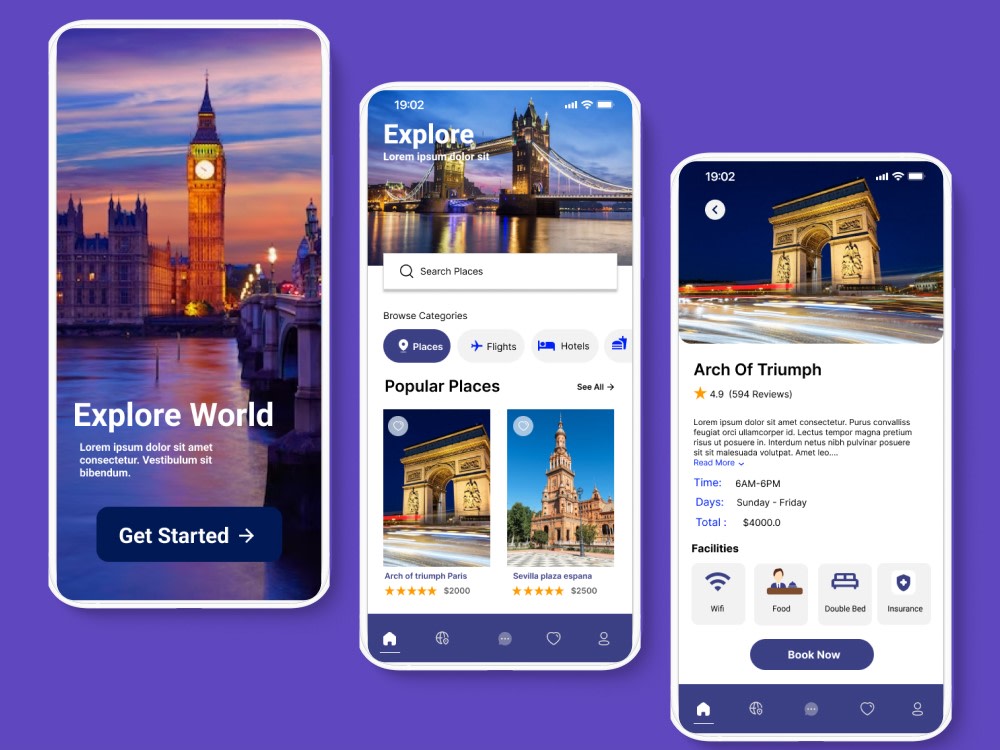Modern travel app UI design | Upwork