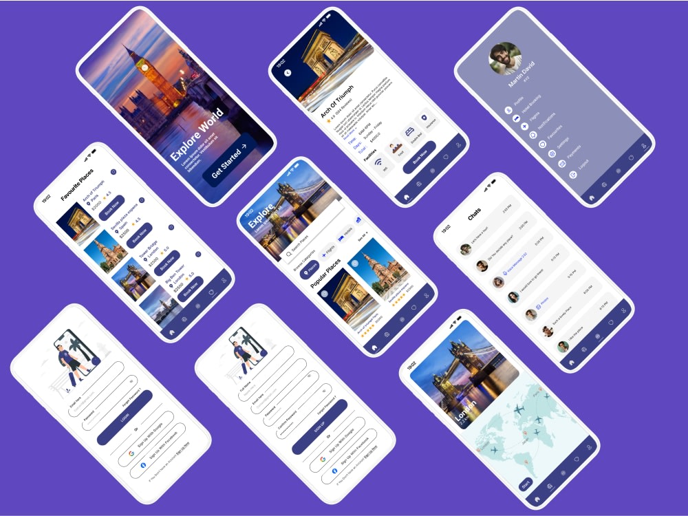 Modern travel app UI design | Upwork