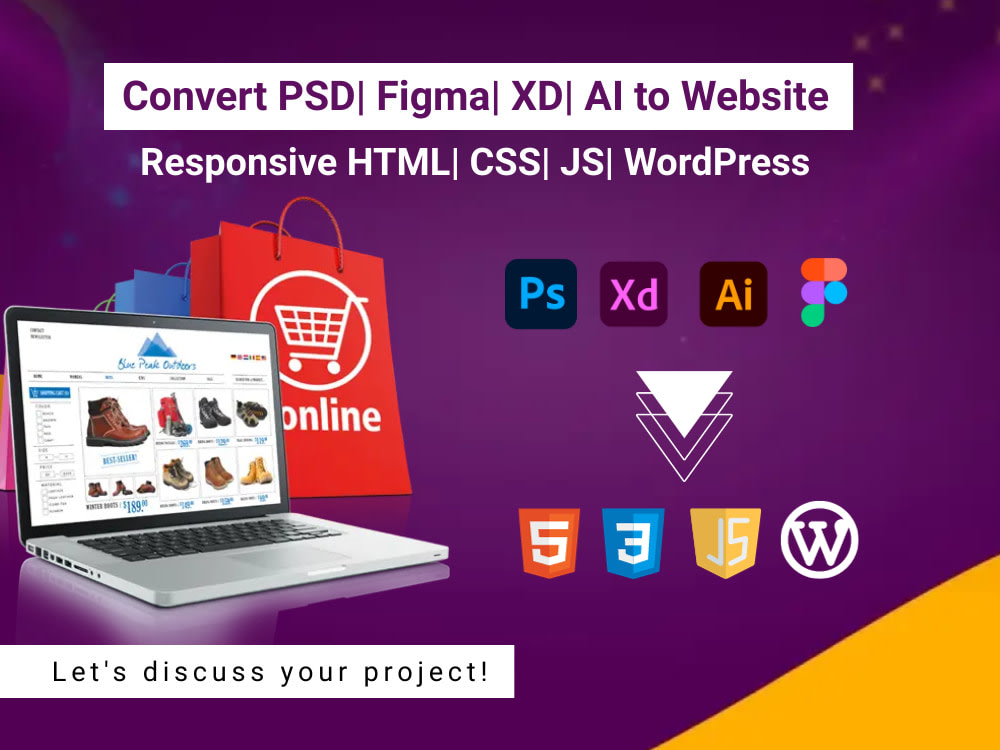 Psd Figma Xd Ai To Website Responsive Html Css Js Wordpress Upwork