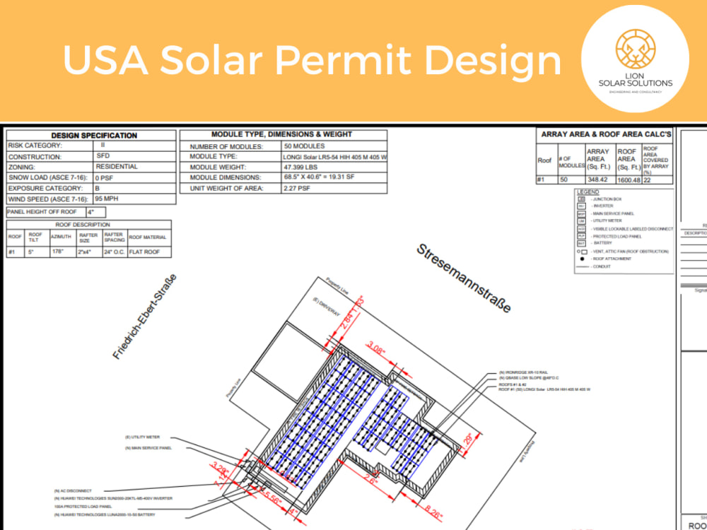 Pv solar permit plans on Autocad for any project | Upwork