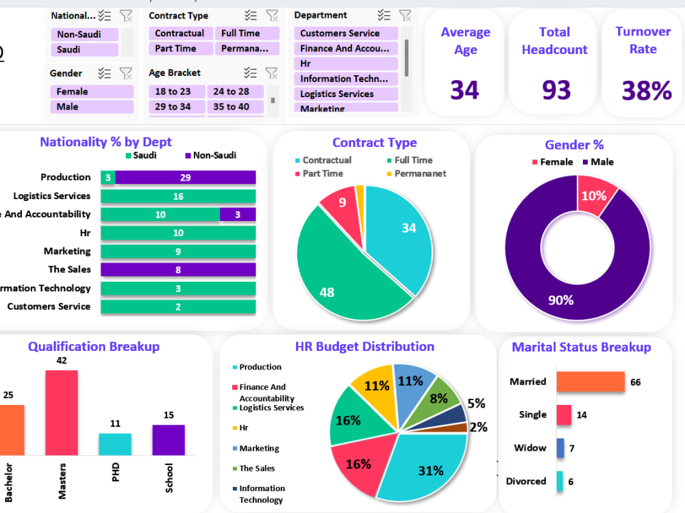 Advanced Excel dashboard Visualization on your RAW data. | Upwork
