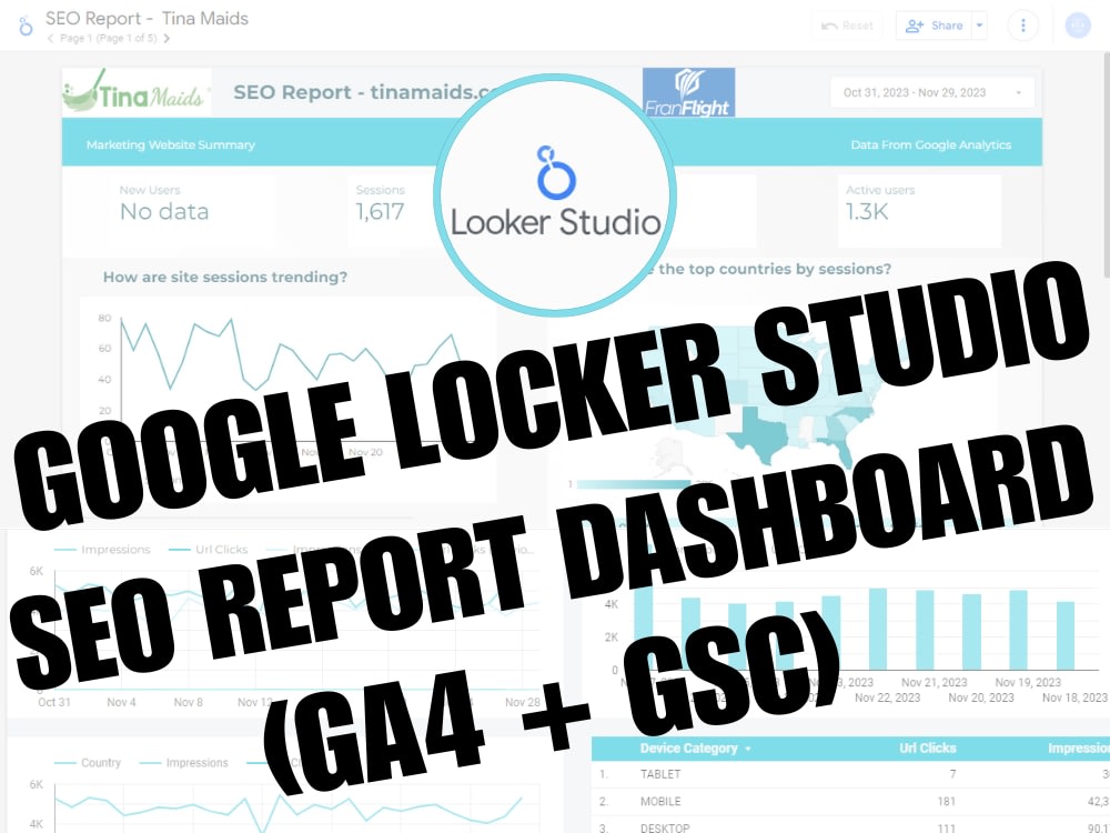 SEO report in Google Locker Studio (data from GA4 + GSC) | Upwork