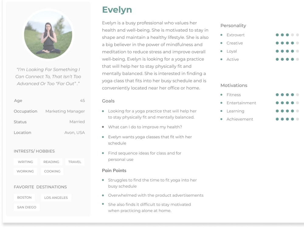 User persona with pain points and goals | Upwork