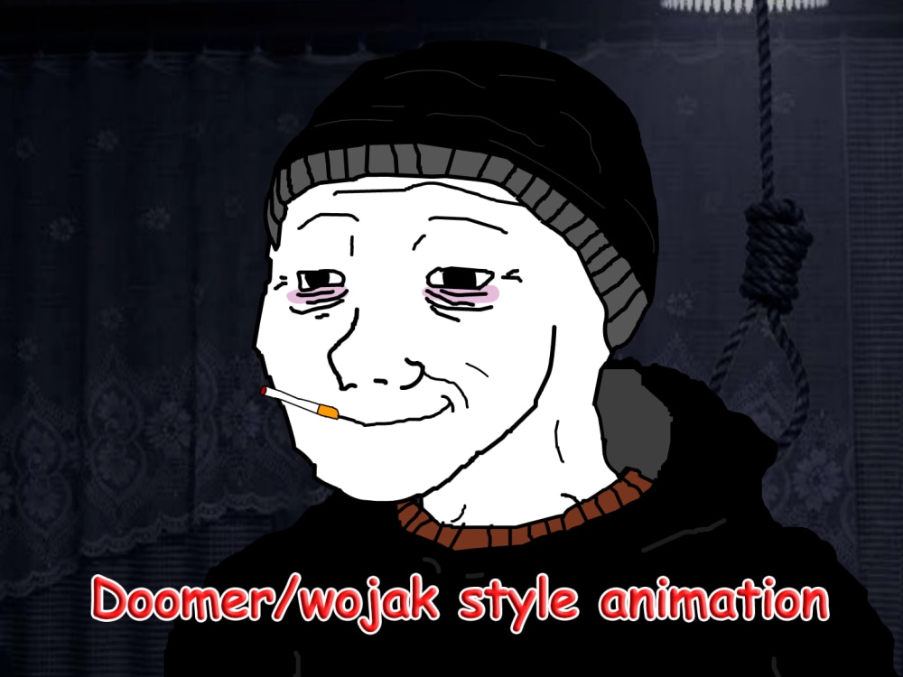 Cartoon wojak/doomer style animation | Upwork