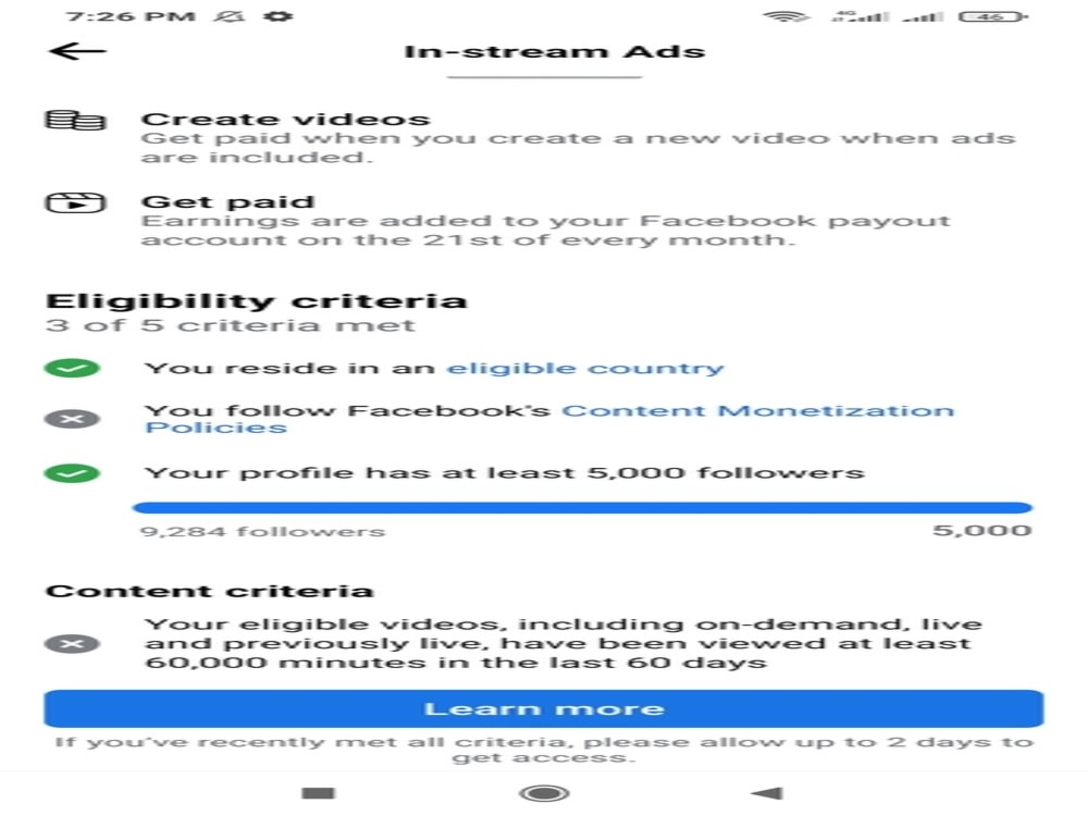 Full Facebook page monetization service. 5000 followers and 60k watch ...