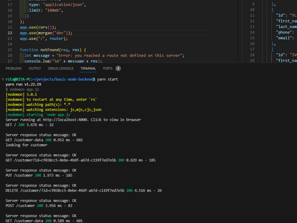 A node js nano backend with an easy-to-use database | Upwork