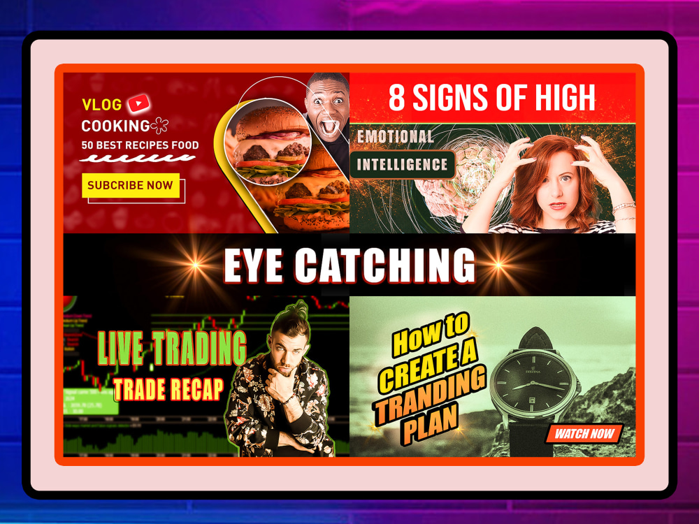 Eyecatching YouTube thumbnail designs for click worthy content | Upwork