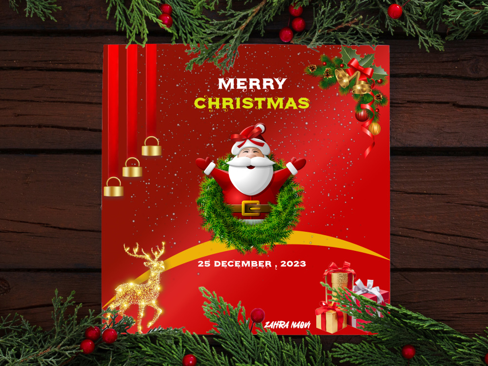 An amazing Christmas card, Greeting card, Holiday Invitation, Party ...