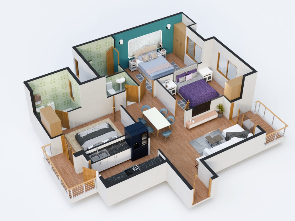 Realistic 3D floor plan Modelling, Rendering and Animation | Upwork