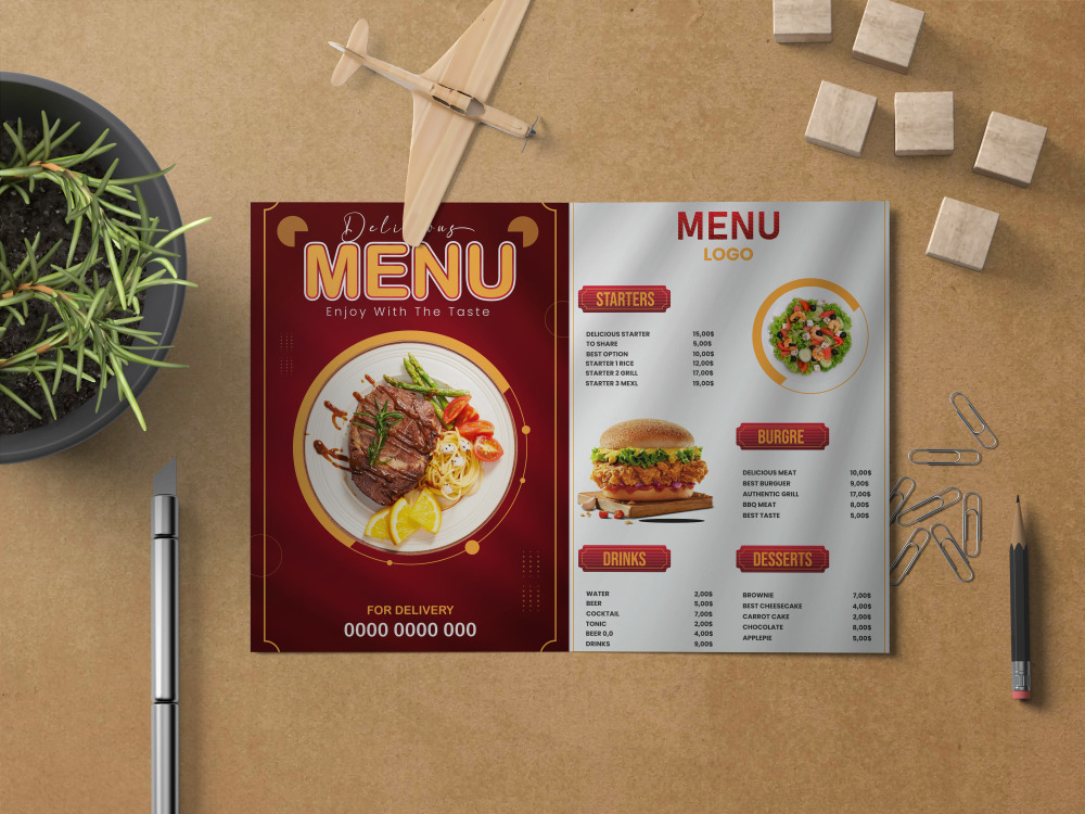 Food menu price list flyer restaurant brochure design | Upwork