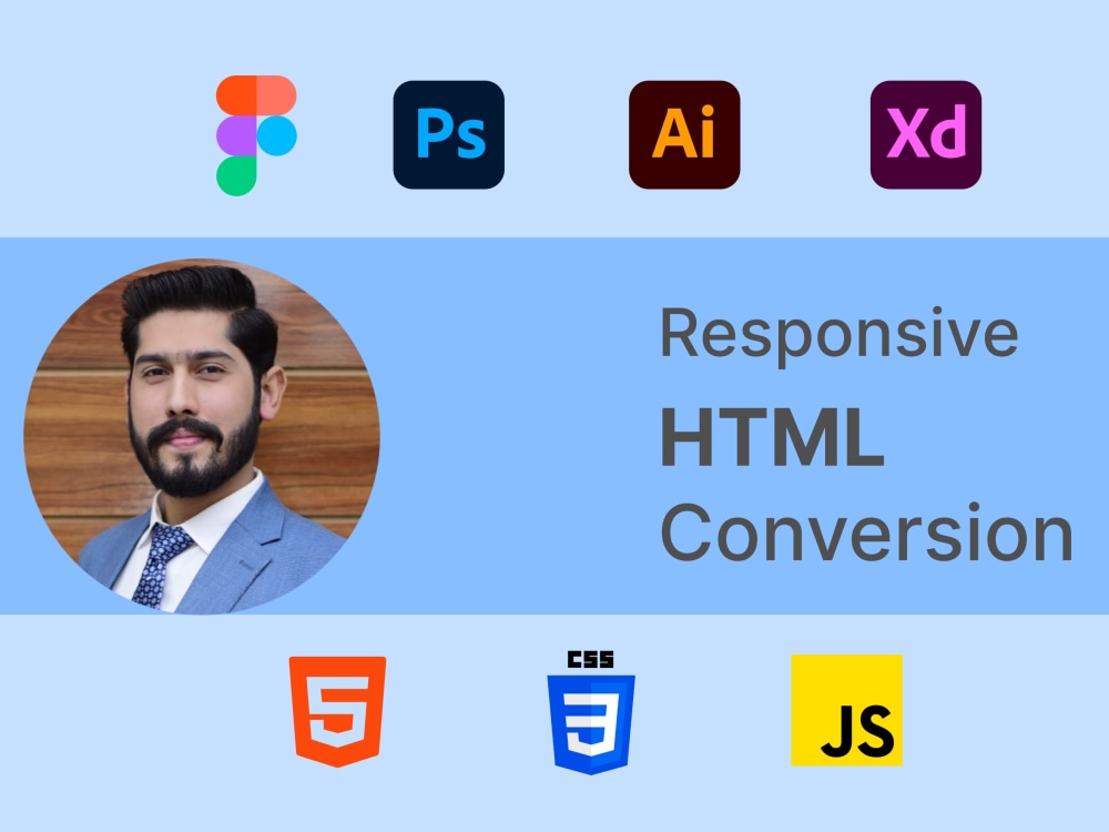 Psd to html responsive website figma to html css bootstrap xd to html | Upwork