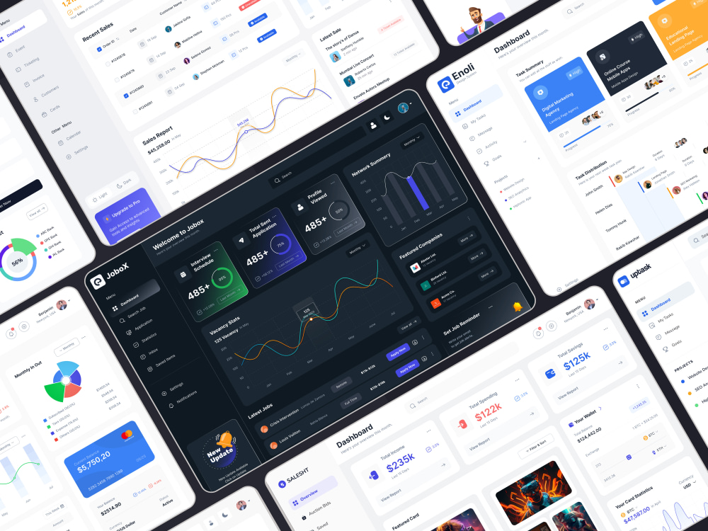 Professional CRM, SaaS, and admin dashboard UI Design with wireframe ...