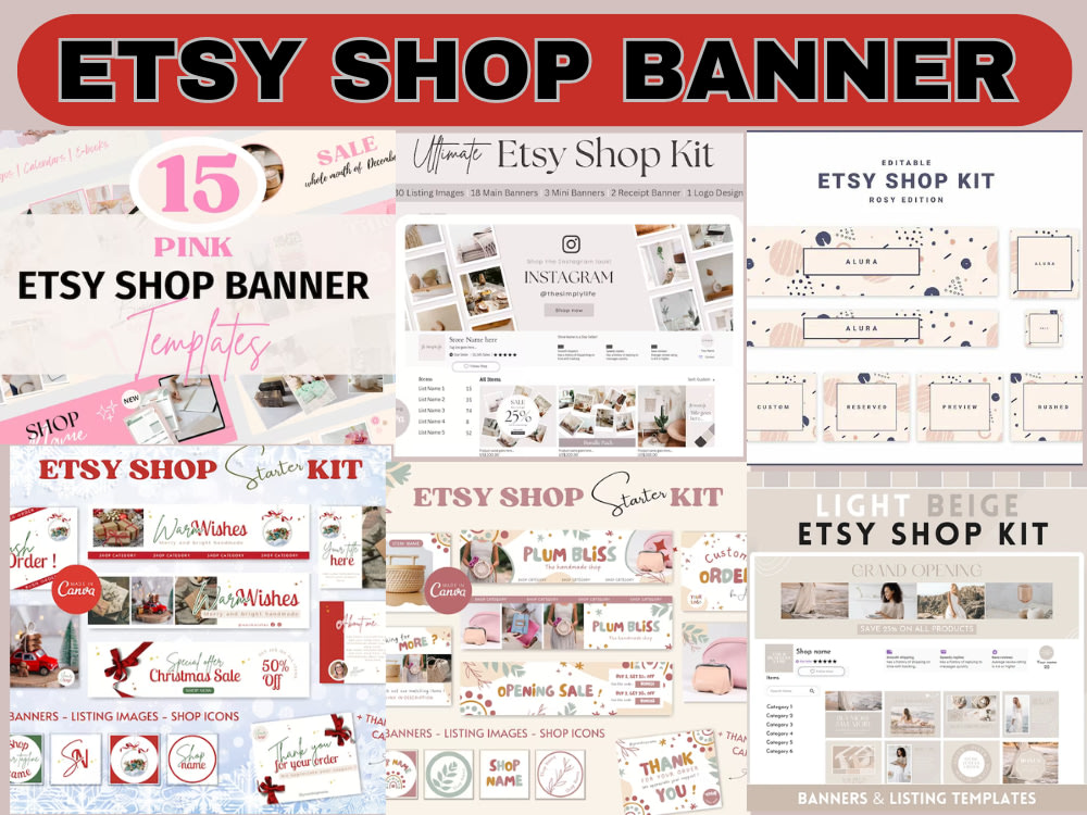An Etsy shop banner, Etsy banner and logo, and website banner | Upwork