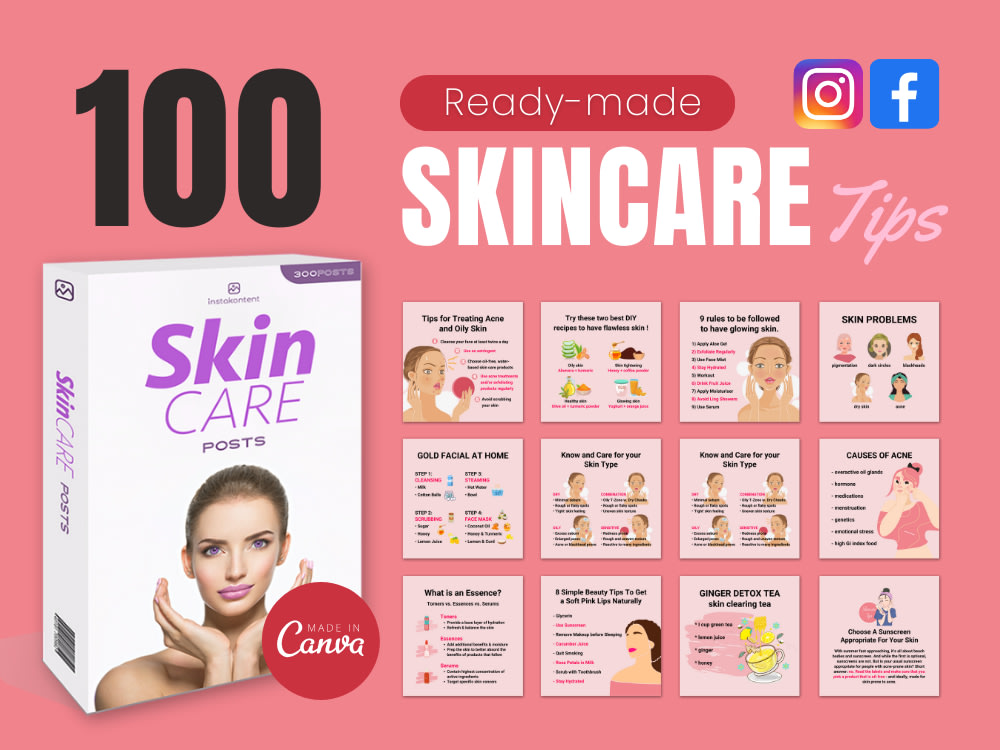 100 Skin Care Tips Canva Templates for Beauty Enthusiasts | Upwork