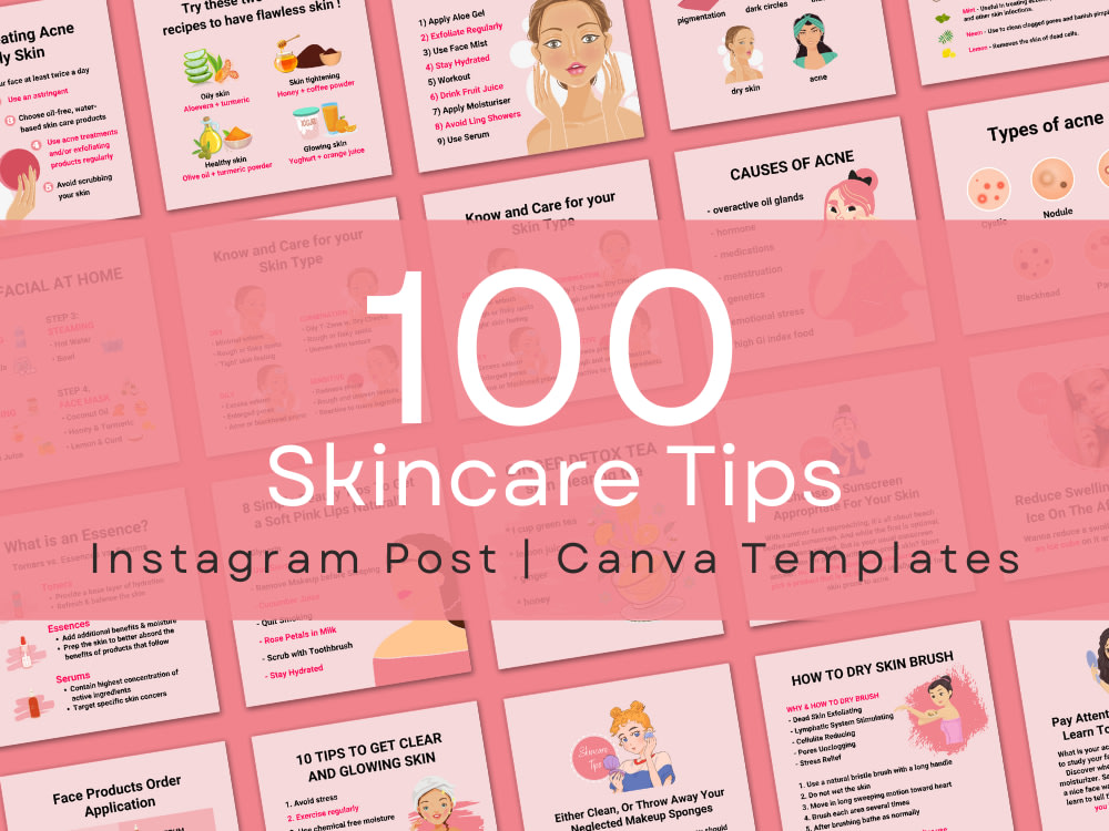 100 Skin Care Tips Canva Templates for Beauty Enthusiasts | Upwork