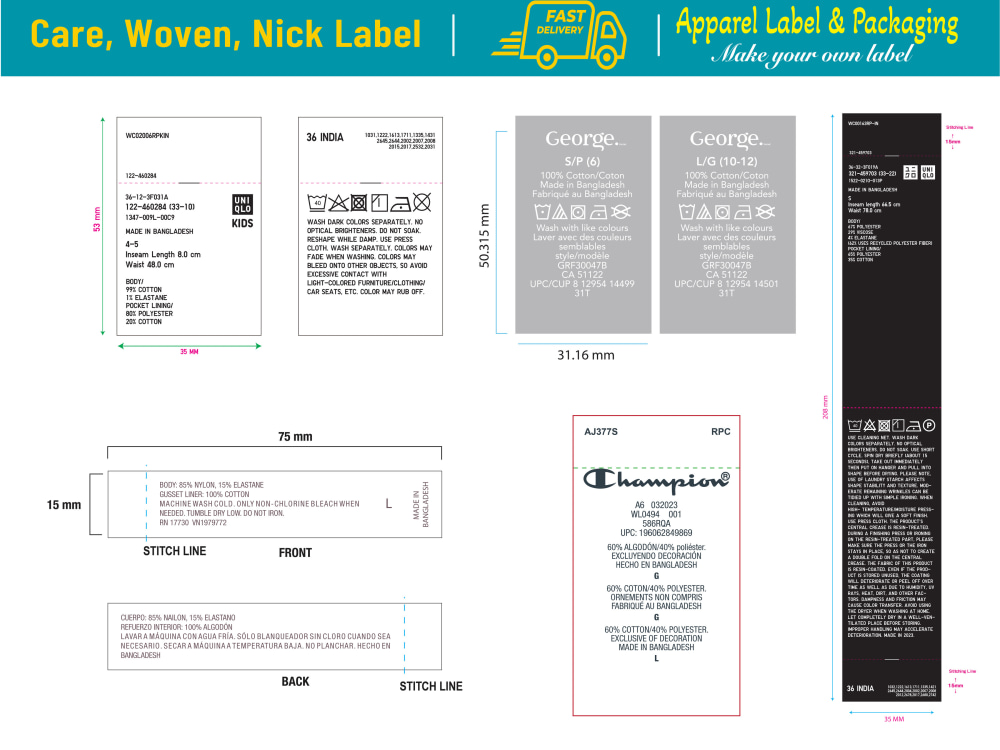 Hanging tag, sticker, clothing tags, neck tags, print ready file | Upwork