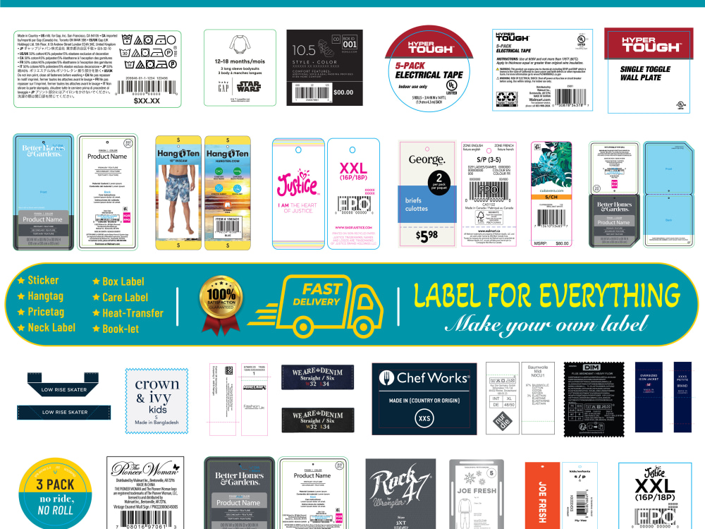 Hanging tag, sticker, clothing tags, neck tags, print ready file | Upwork