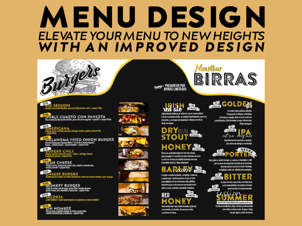 Amazing bar menu design | Upwork
