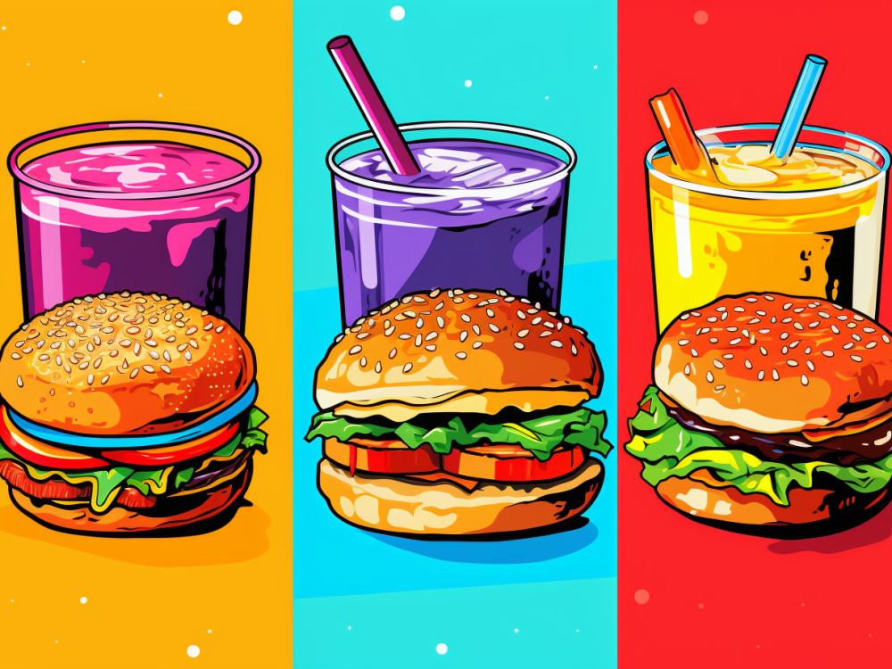 Paint an illustration of food pop art | Upwork