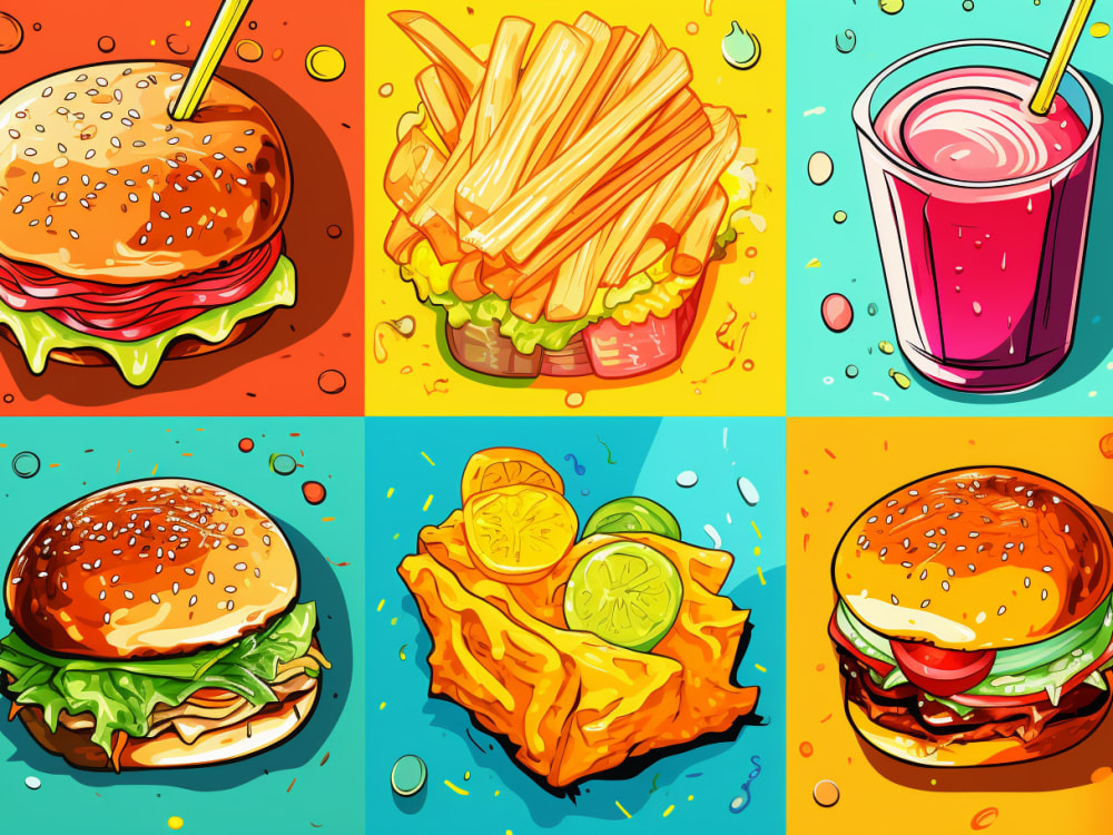 Paint an illustration of food pop art | Upwork